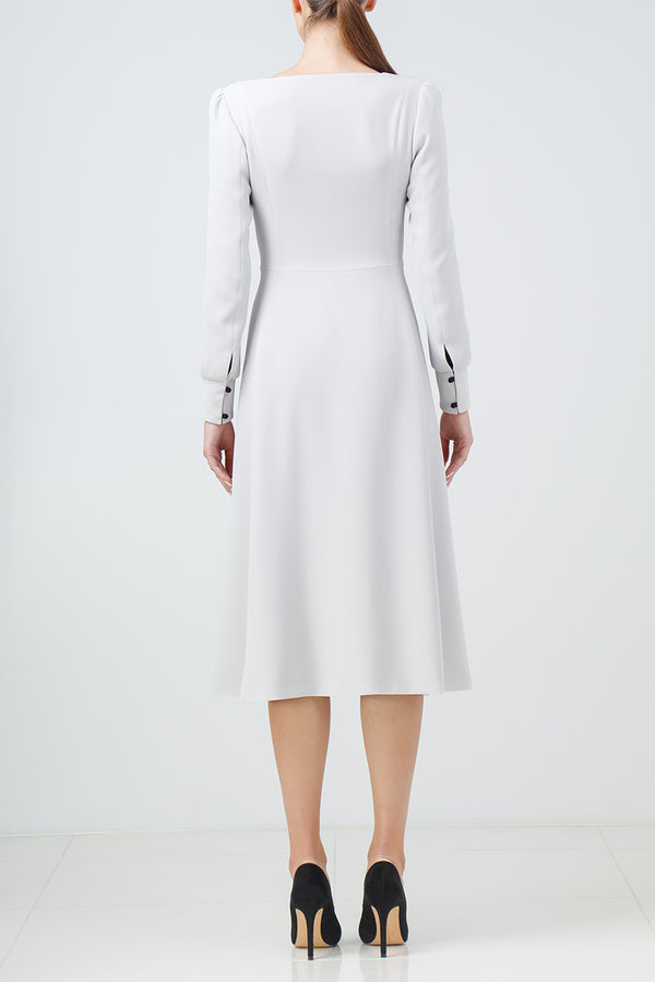 Light grey crepe dress with contrasting buttons - FG atelier