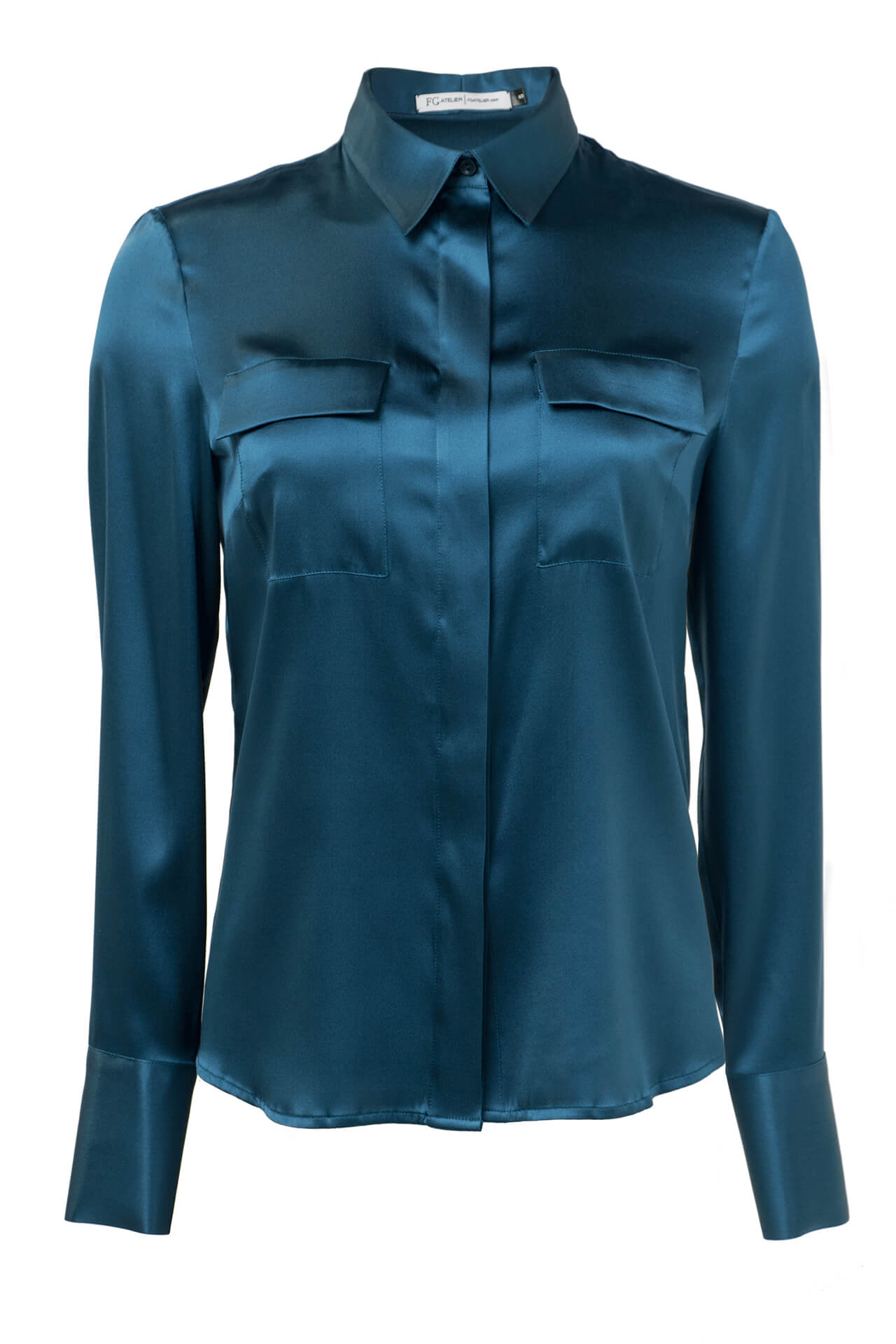 Topaz blue stretch silk shirt - FG atelier