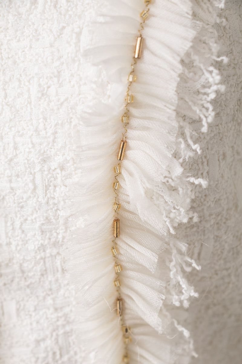 White tweed jacket with contrasting trim | FG atelier